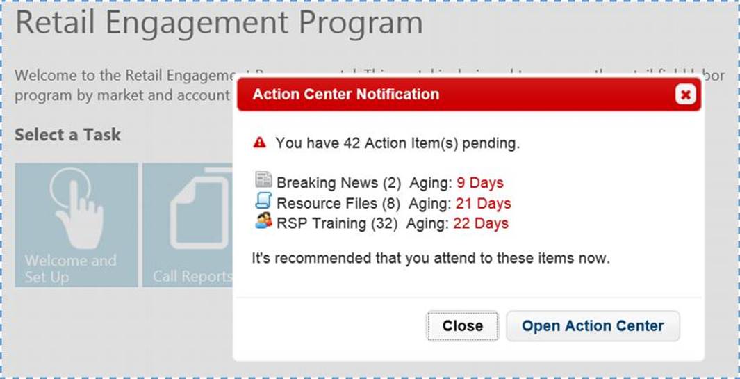 Action Center Notification